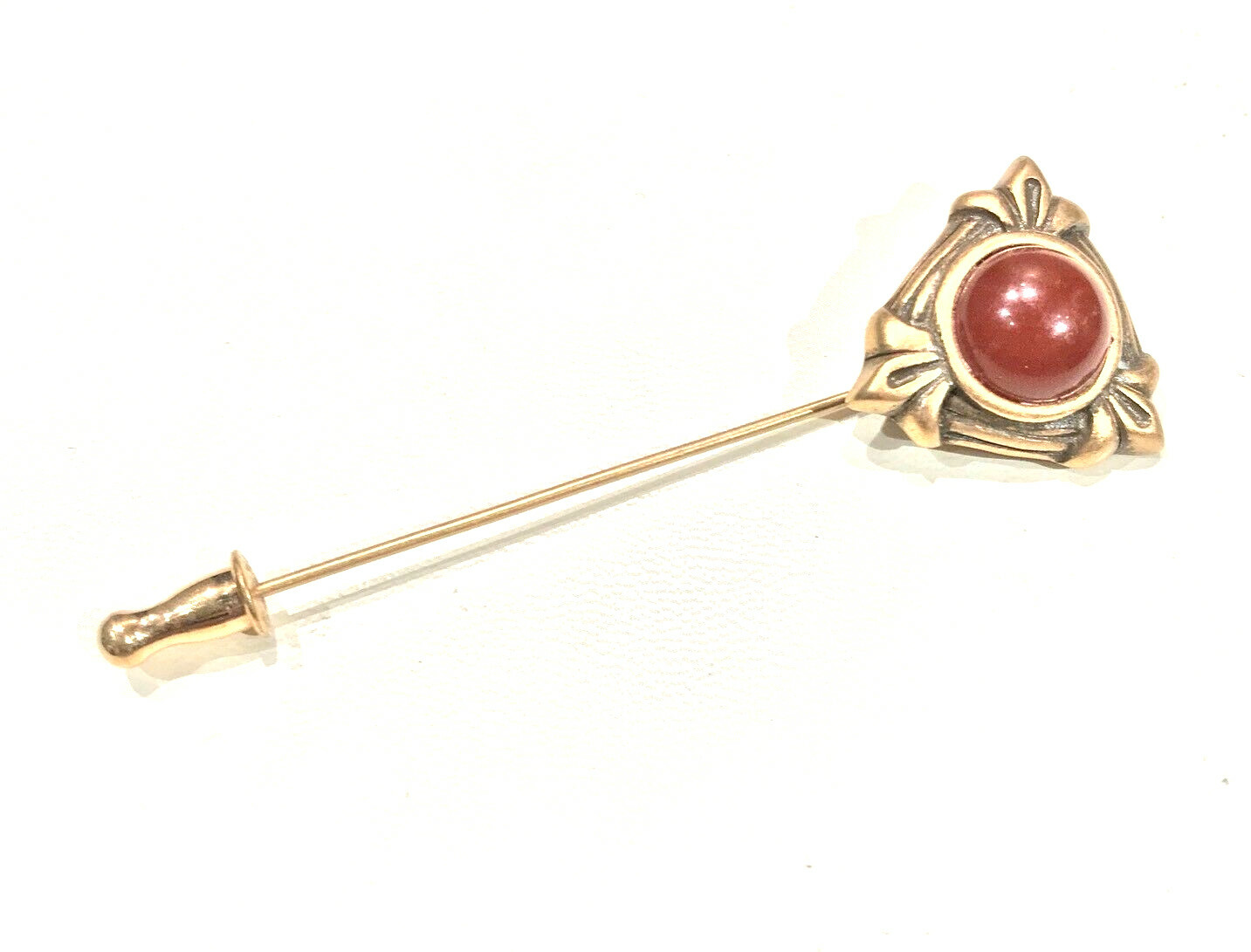 VINTAGE SIGNED - MONET - 1960s Red Round Cabochon in Carved Gold Tone ...