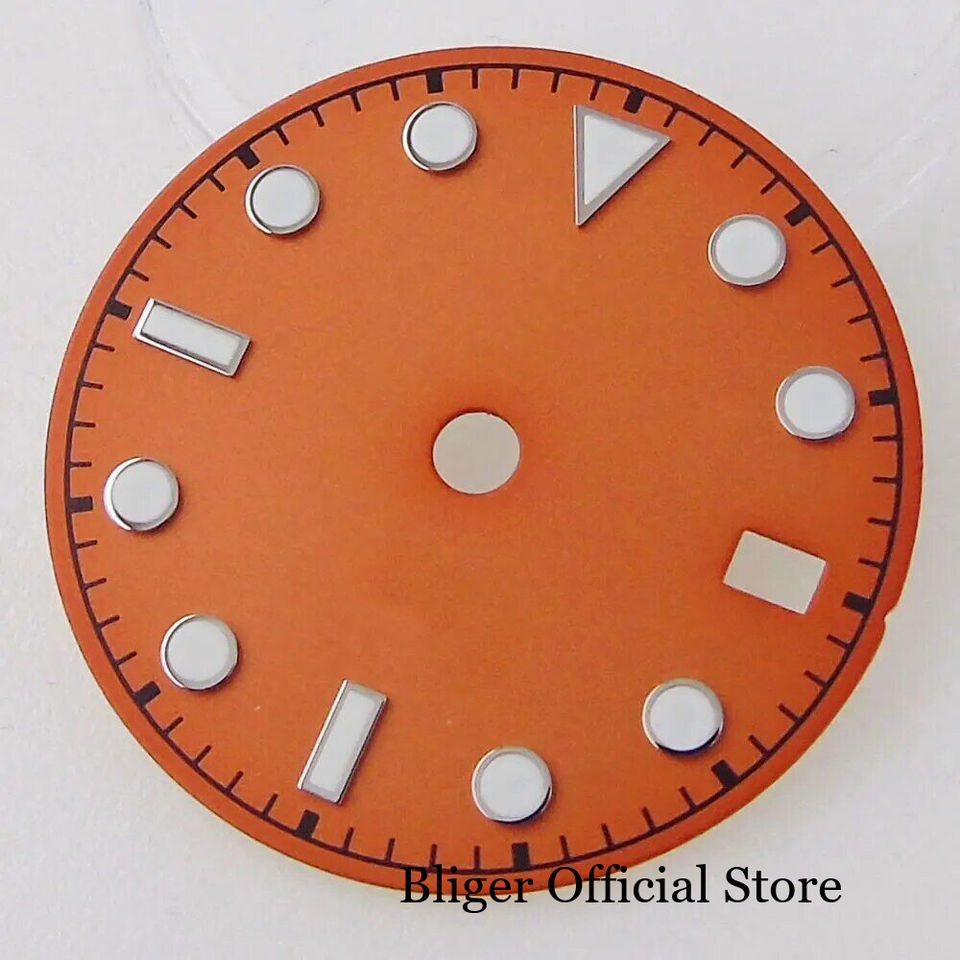 Luminous Mark 29mm Watch Dial Green Blue Black fit NH34 GMT Automatic ...