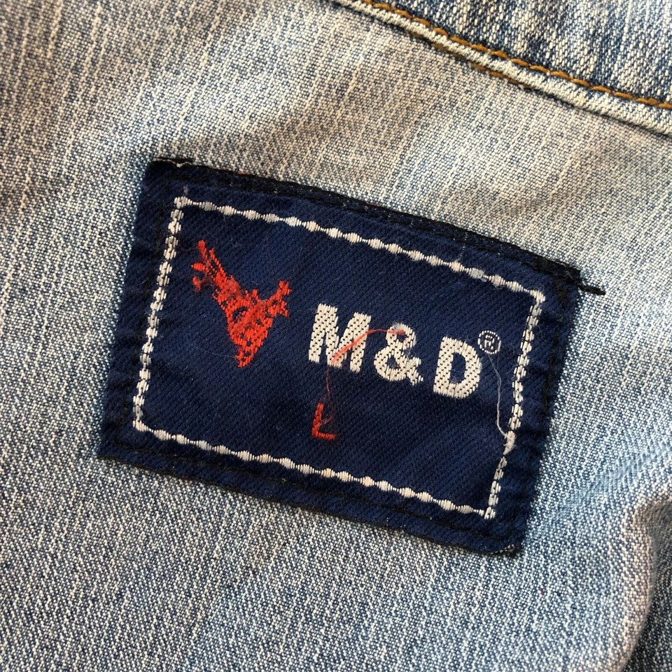 M&D Mens Denim Jacket Vintage Retro Trucker Inside Pocket Cotton ...