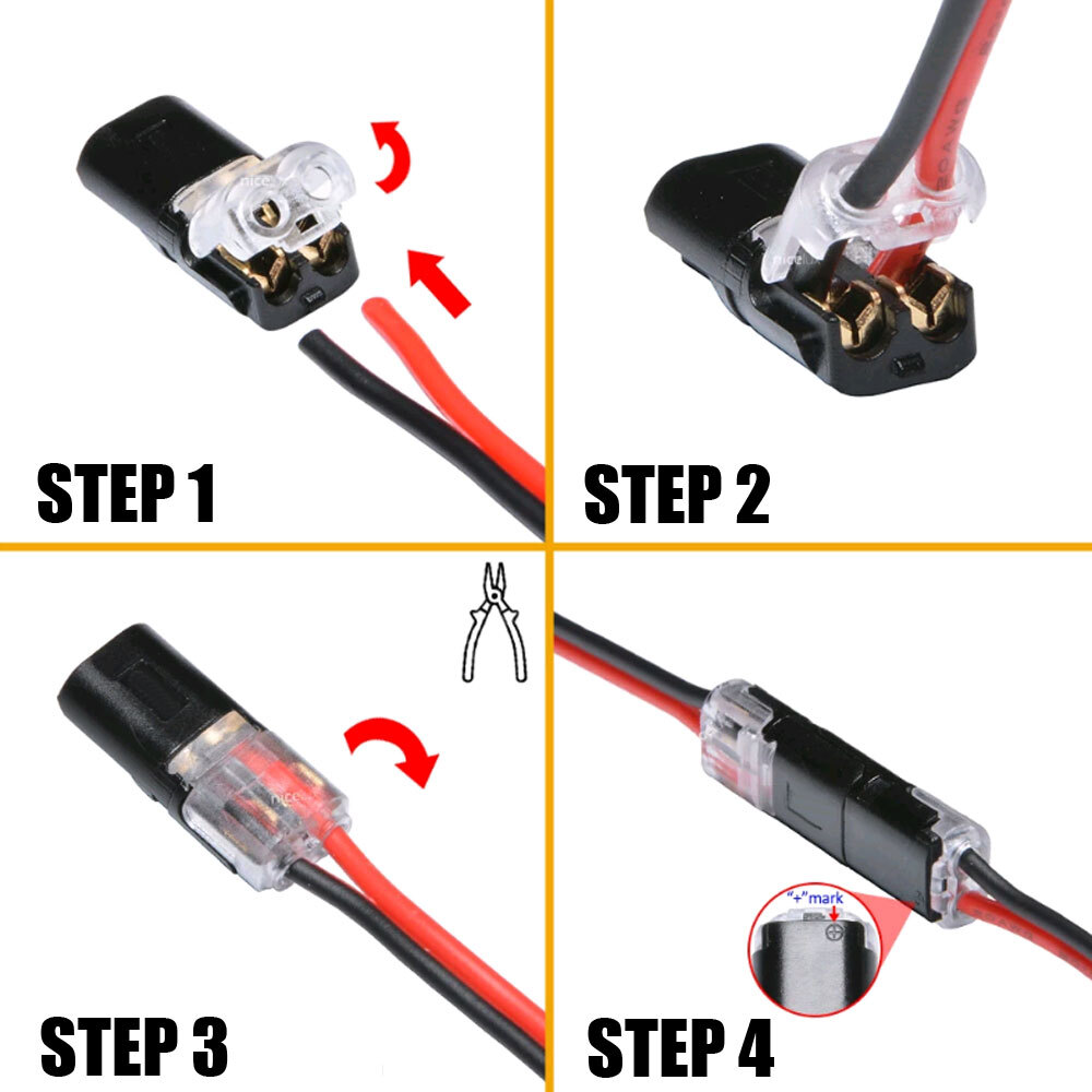 10x Car Parts 2Pin Wiring Connector Quick Splice Electrical Cable Crimp ...