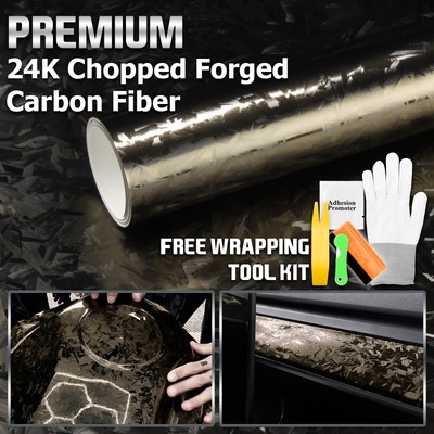 24K Chopped Forged Carbon Fiber Titanium Black Vinyl Wrap Sticker Decal ...