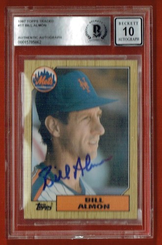 1987 Topps Traded 1T Bill Almon Signed Card BAS Auto Grade 10 Mets Set ...