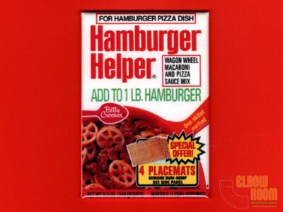 Vintage Hamburger Helper Pizza Dish box art 2x3" fridge/locker magnet ...