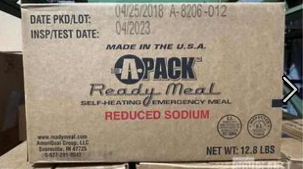 MRE APack Ready To Eat Reduced Sodium - Case of 12 (6 Menus) 9/24 insp ...
