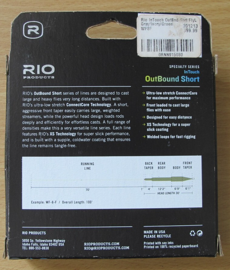 Rio WF8F/I Intouch Outbound Short F I Fly Line freshwater saltwater ...