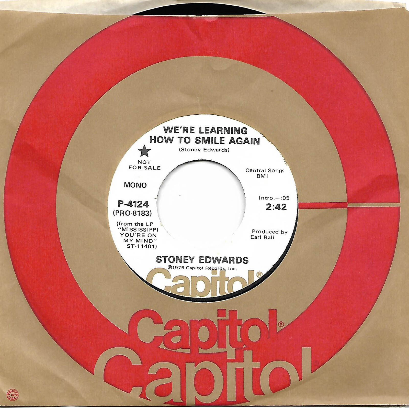 Stoney Edwards, We're Learning How To Smile Again (Mono & Stereo) 45 NM ...