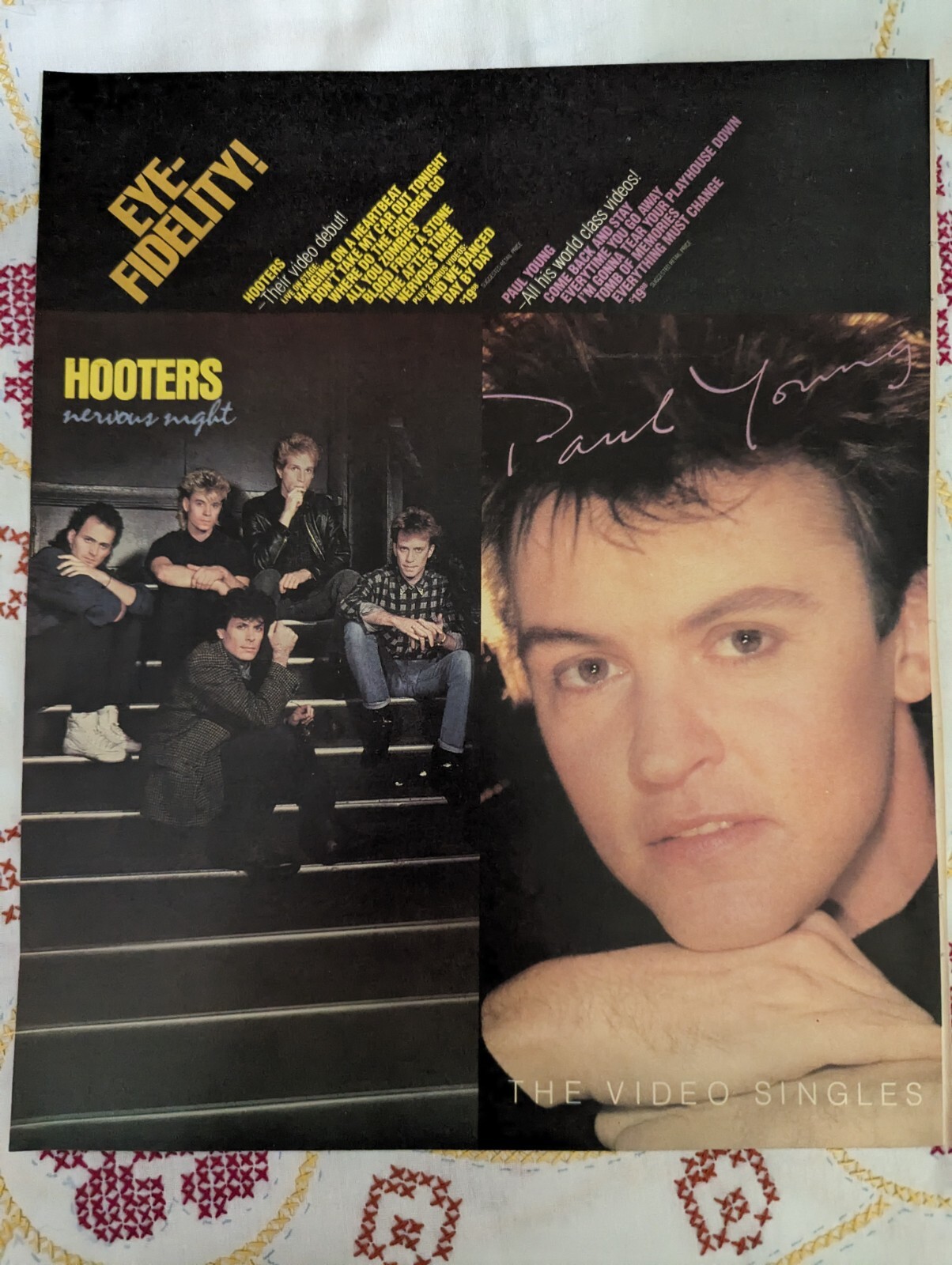 Vintage 1980's Print Ad Advertising Hooters Nervous Night Paul Young ...