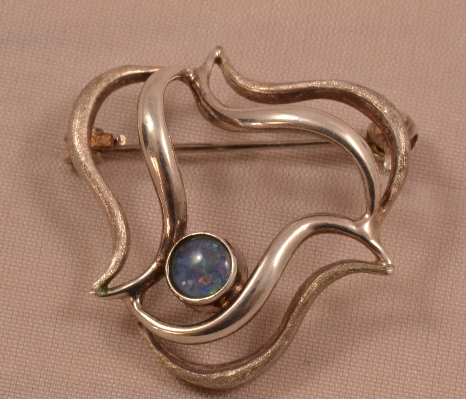 TOP DESIGNER Brosche 835 Silber Meisterpunze GRT OPAL Modernist silver ...