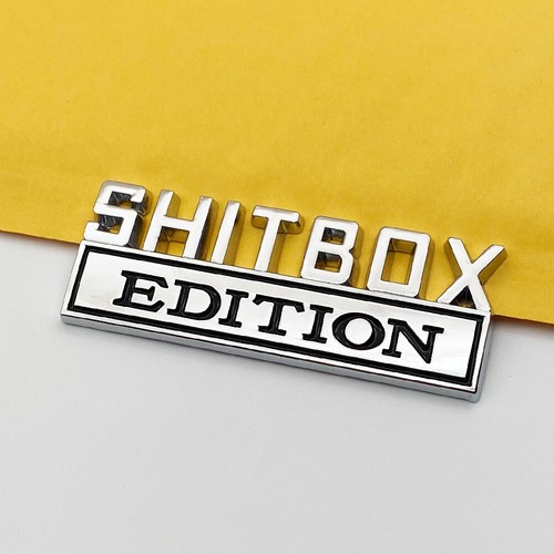 2x Silver & Black Metal Shitbox Edition Car Emblem Chrome Sport Logo ...