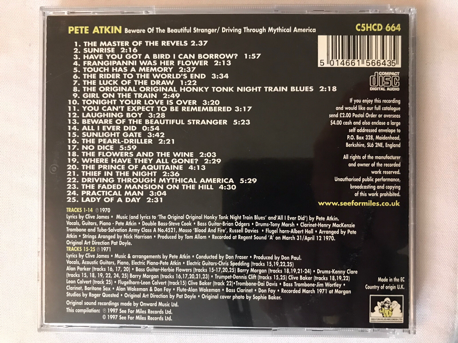 Beware of the Beautiful Stranger/Driving Through by Pete Atkin (CD, 1999) Mint 5014661566435 ...