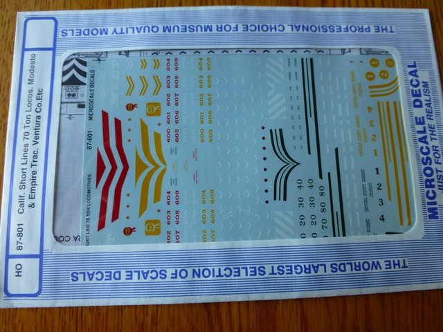 Microscale HO Scale 87-801 California Short Line 70 Ton Locos Decals ...