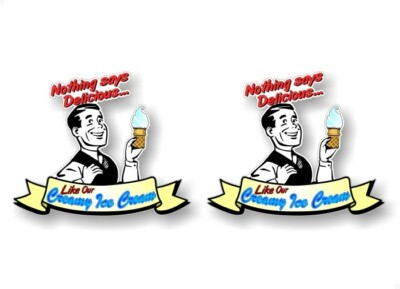 2 RETRO Ice Cream 4''x 5'' Decals Ice Cream Parlor or Truck Menu Board ...