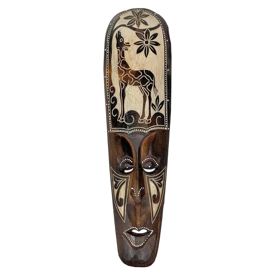 Artisan-Carved Set of 5 Hand-Crafted Wooden African Animal Wall Masks ...