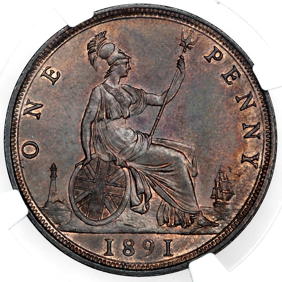 1891 Queen Victoria Great Britain Bronze One Penny NGC MS64 BN | eBay UK