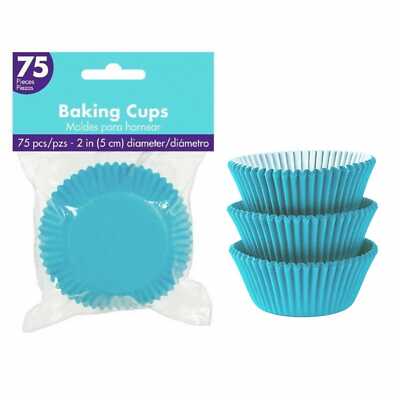 Caribbean Blue Paper Baking Cups 5cm Diameter Cupcake Cases 75 Patty ...