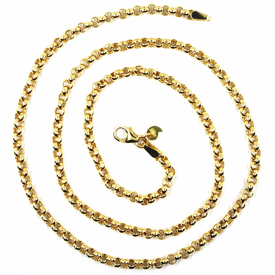 9K YELLOW GOLD CHAIN ROLO CIRCLE LINKS 3.5 MM THICKNESS, 23.6 INCHES ...