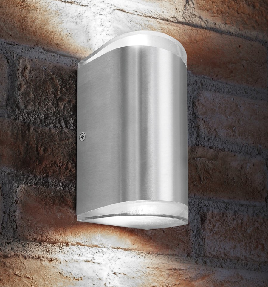 LED Double Outdoor Wall Light Steel or Black 6W Garden Up Down Wall ...