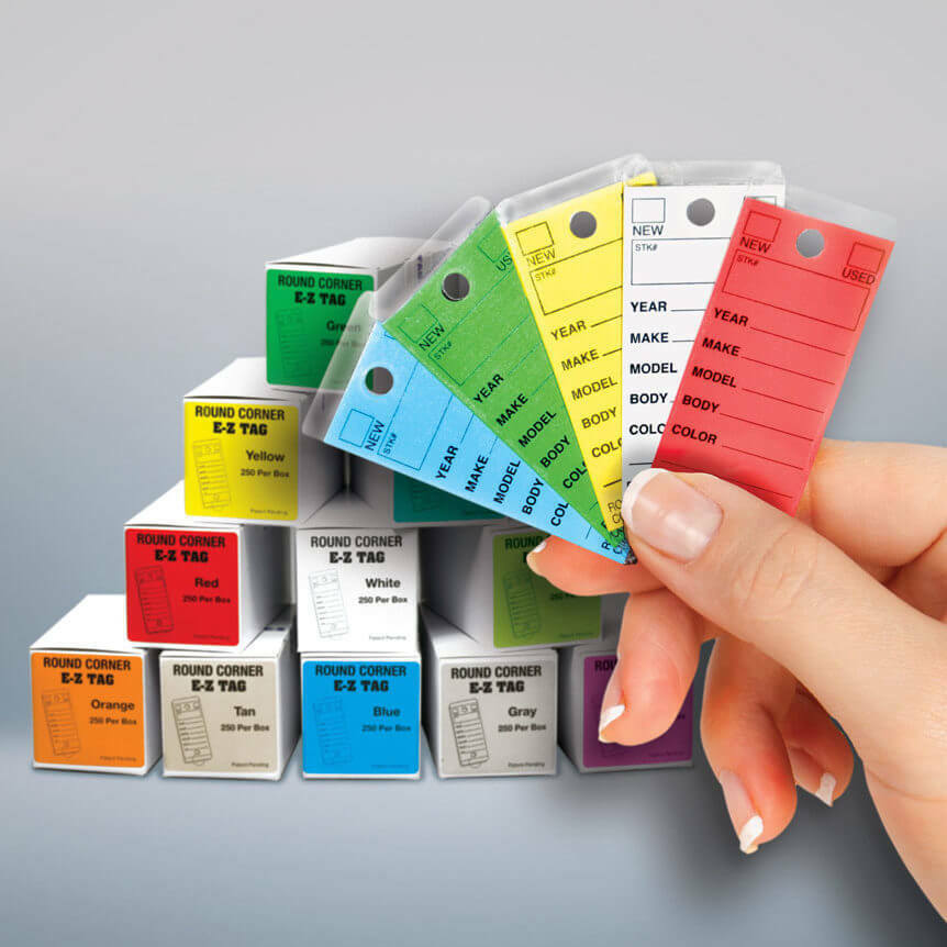 Car Dealer Key Tags Self Laminating Round Corner Green Color | eBay