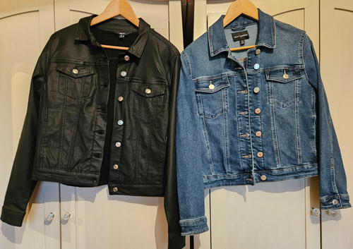 2 Next ladies denim jackets blue dark wash & black coated size 16 cost ...