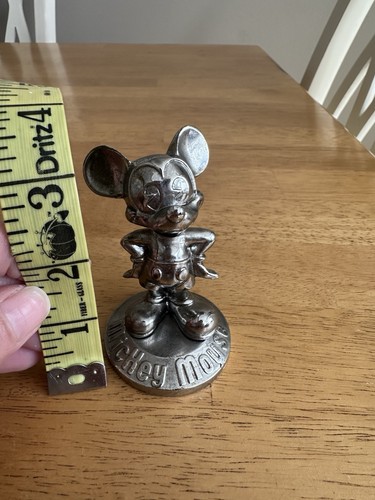 Vintage MICKEY MOUSE Silver Metal Paperweight Vintage Souvenir Statue ...