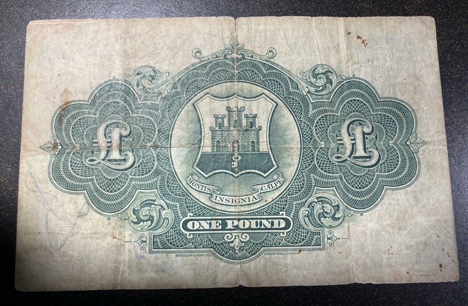 Gibraltar 1 Pound Bank Note 1942, P-15b, Waterlow & Sons | eBay