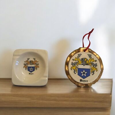 Boyer Family Name Coat Of Arms Crest, Wall Plaque And Ashtray | eBay
