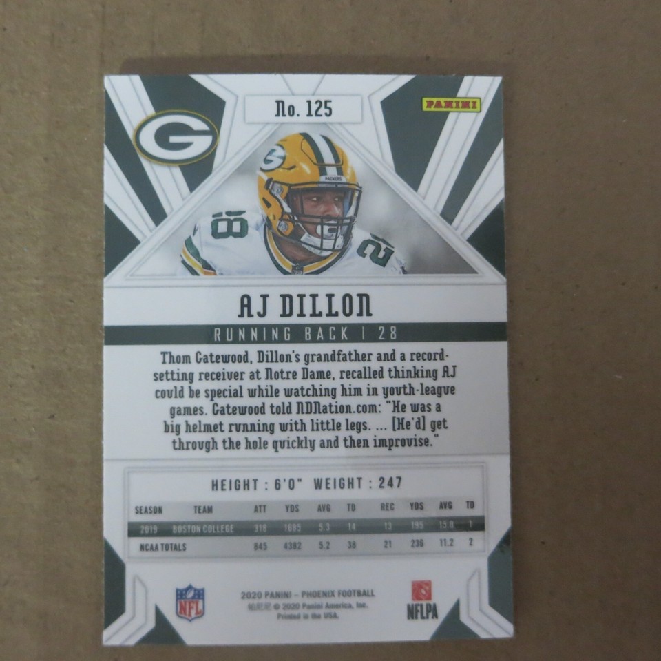 AJ Dillon RC 2020 Phoenix Orange #125 Green Bay Packers Quadzilla Free ...