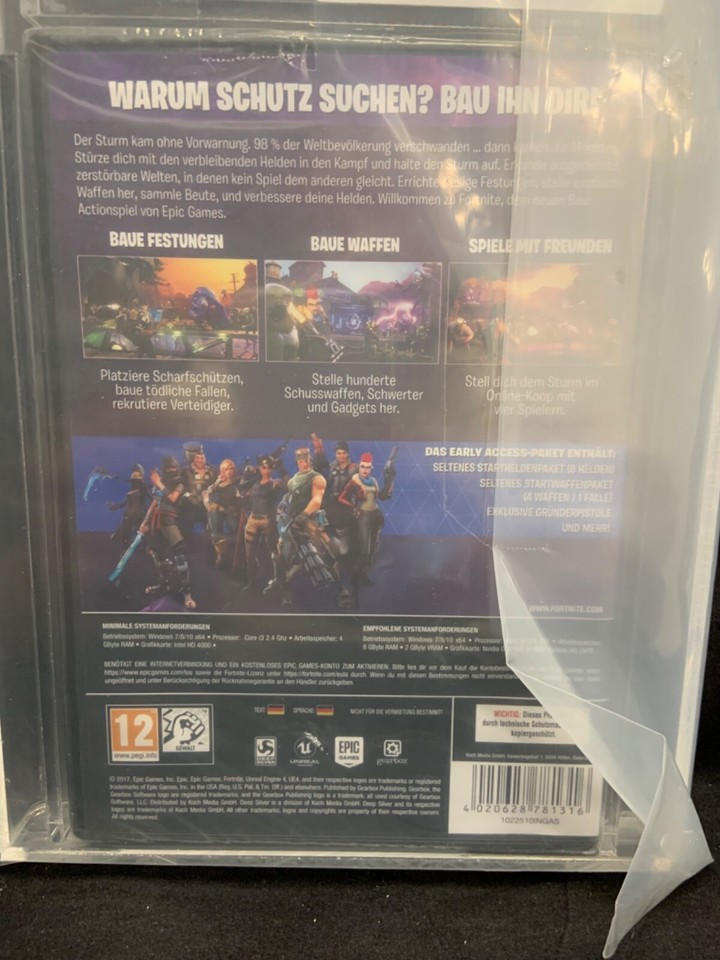 VGA /UKG 80+ PC Spiel Fortnite Rette Die Welt -Physische DVD Disc ...