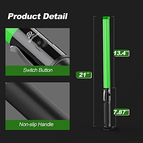 RoadHero 2 Pack 21inch Traffic Wands Green Led Traffic Control Baton ...