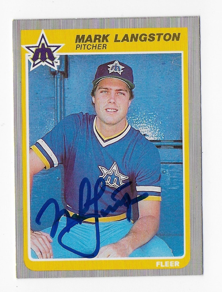 1985 FLEER #492 MARK LANGSTON MARINERS EXPOS AUTOGRAPHED SIGNED ...