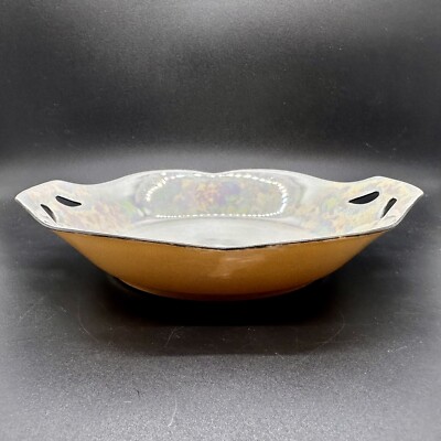 Vintage RS Germany Lusterware 7” Bowl Trinket Dish White Peach Double ...