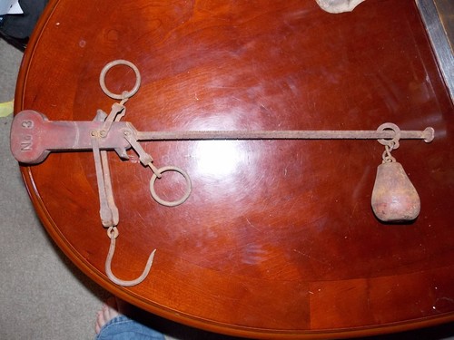 RARE NO. 3 Antique Primitive Cotton or Tobacco Balance SCALE Cast Iron ...