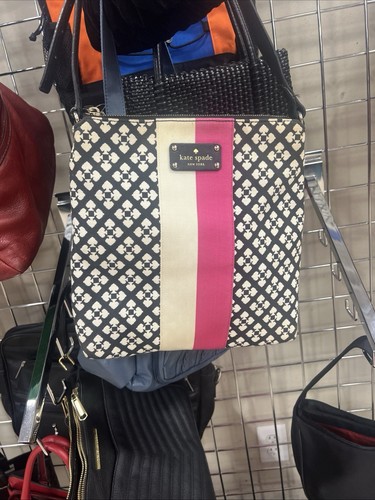 KATE SPADE MONOGRAM FABRIC LEATHER TRIM CROSSBODY BAG | eBay