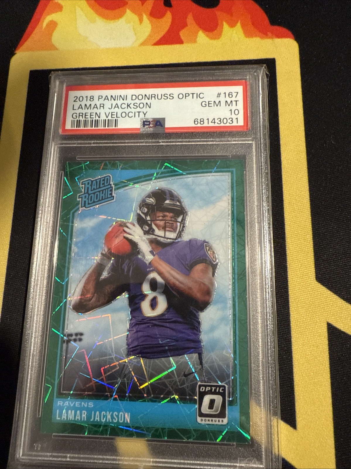 2018 Donruss Optic Lamar Jackson Rated Rookie RC Green Velocity PSA 10 ...