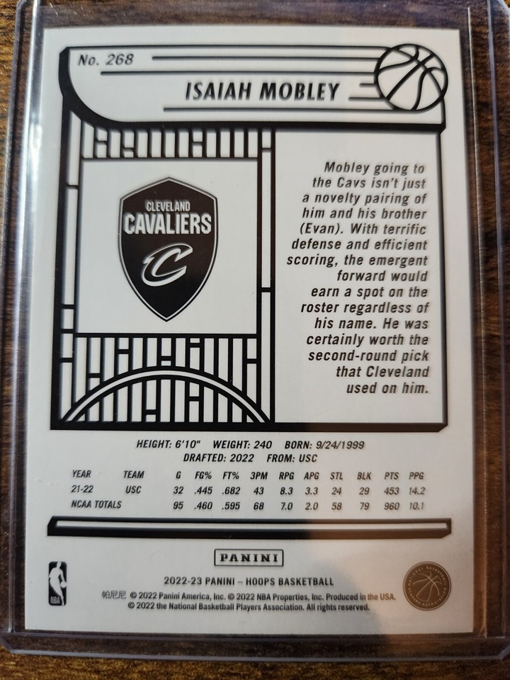 2022-23 NBA Hoops Isaiah Mobley Blue SP Rookie RC #268 Cleveland ...