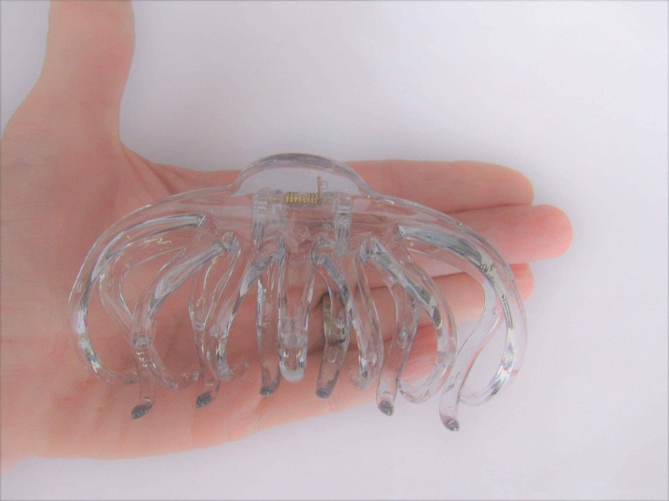 Large clear transparent gray hair claw clip for thick hair | eBay