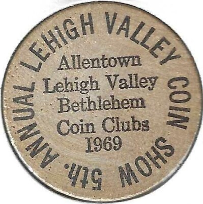1969, Lehigh Valley Coin 5th Show, Various Pennsylvania Clubs, Wooden ...
