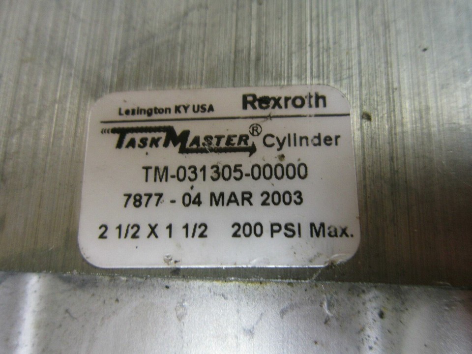 Rexroth Task Master Cylinder TM-031305-00000 2-1/2 X 1-1/2 200PSI Max ...