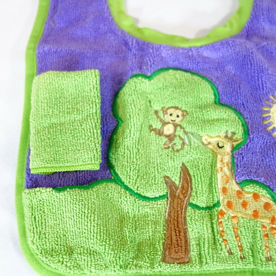 New Norwex Baby Bib Purple Tree Giraffe Monkey Washcloth Microfiber ...