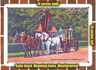 Metal Sign - Virginia Postcard - Colonial Coach and Four, Williamsburg ...