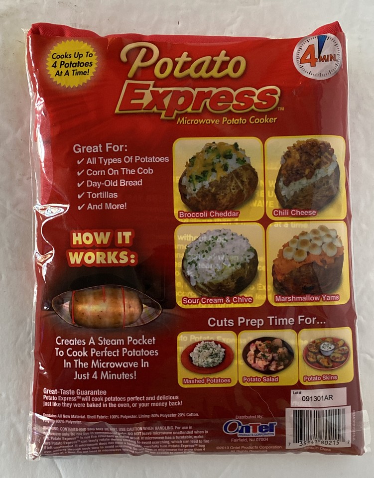 Ontel Products Potato Express Microwave Potato Cooker Cooks 4 Potatoes ...