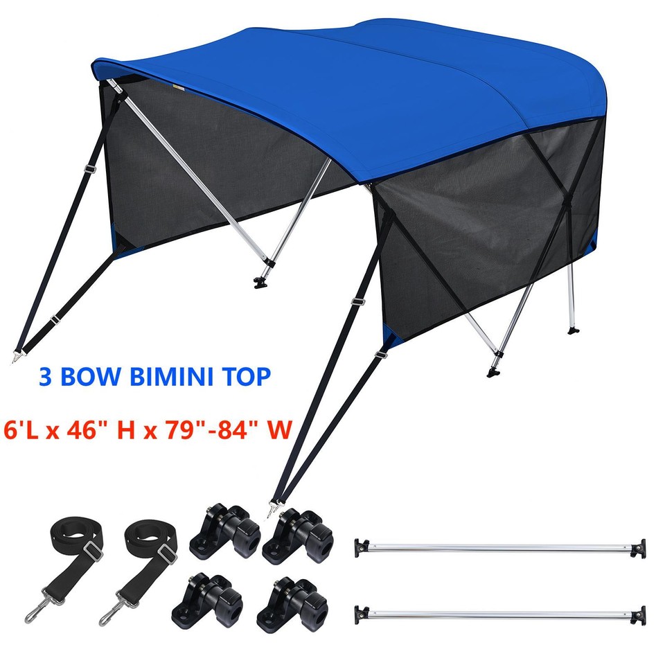 750D Bimini Top 3 Bow / 4 Bow Canopy Boat Cover 6ft / 8ft Long With ...