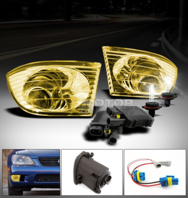 FOR 01-05 IS300 ALTEZZA BUMPER PROJECTOR YELLOW FOG LIGHTS+6000K HID ...