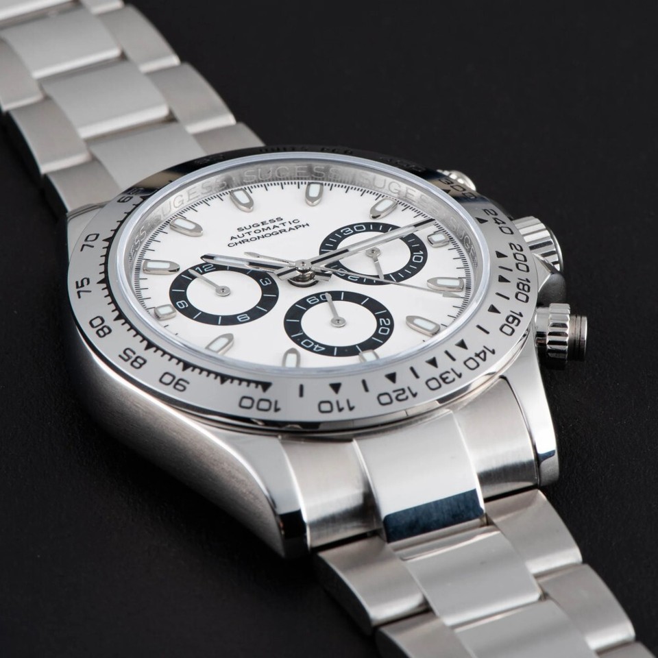 Sugess Automatic Chronograph 39mm S418-2.001 White Dial Panda Mens ...