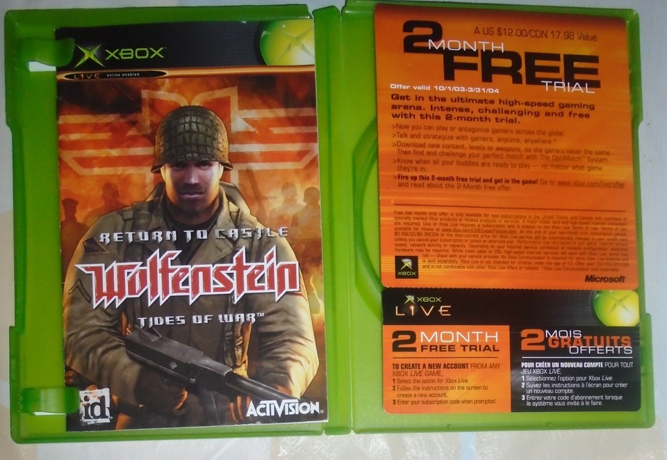 Xbox OG Return to Castle Wolfenstein Tides of War wArtwork+Manual ...