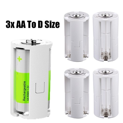 3x AA To D Size Cell Battery Converter Batteries Adapter Switcher ...