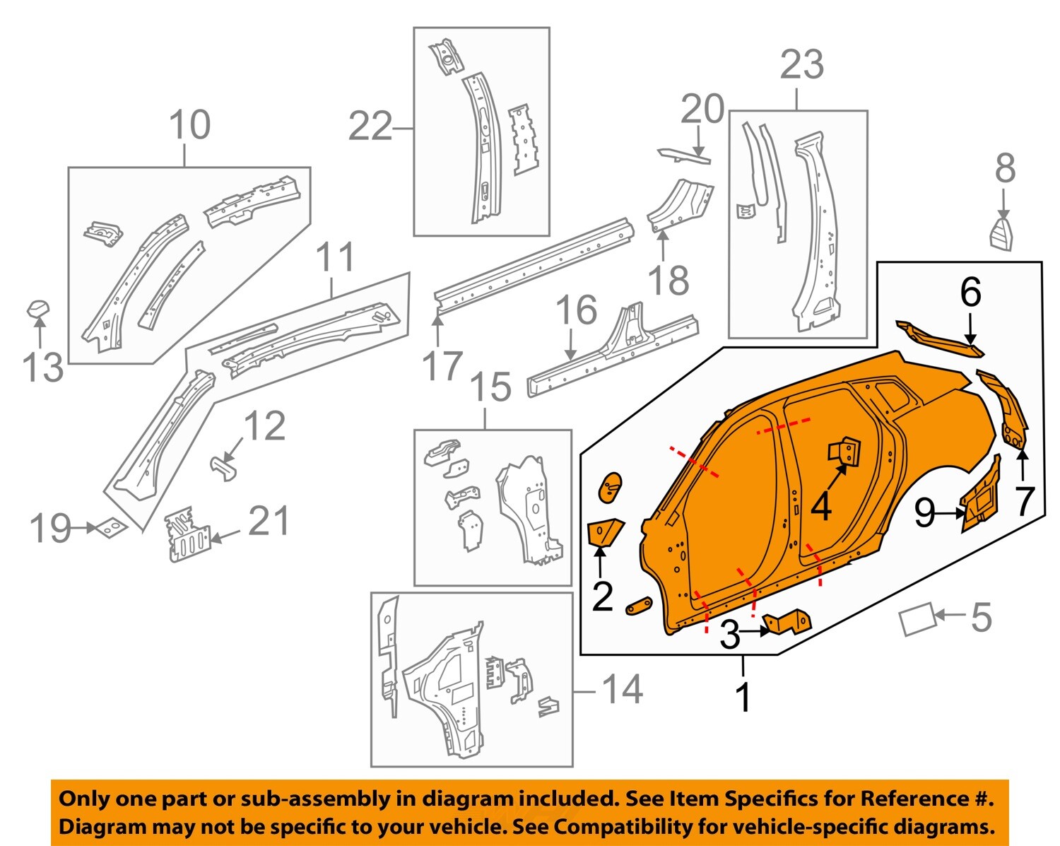GM OEM 10-16 SRX Pillars, Rocker Floor Uniside-Uniside Panel 23211646 ...