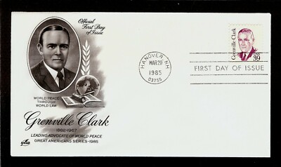 FIRST DAY COVER #1867 Great Americans Grenville Clark 39c ARTCRAFT U/A ...