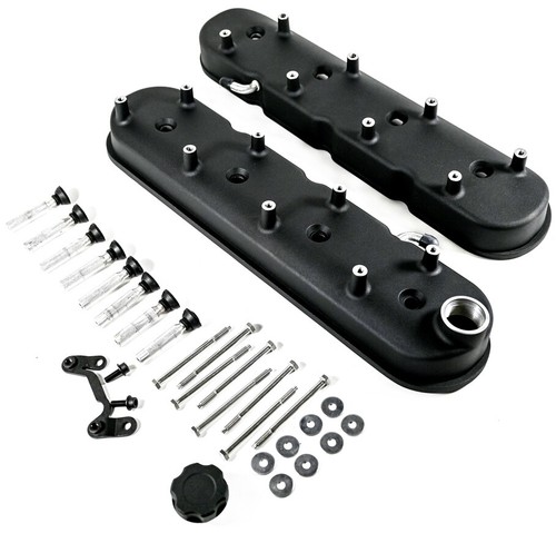 GM LS Black Cast Aluminum Tall Valve Covers w/ Coil Mounts LS1 LS2 LS3 ...