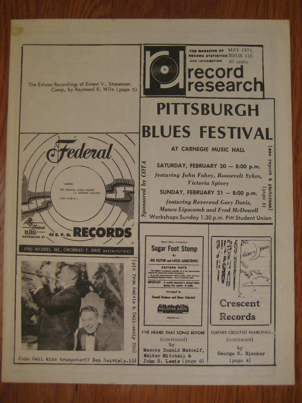 1971 Ernest V Stoneman Ben Selvin Bob Haring Charles Gaylord Jackie ...